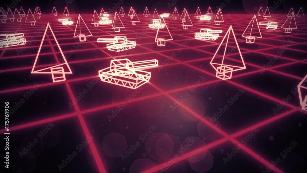 Retro 80s game tanks VHS tape video war battle vector arcade tron ...