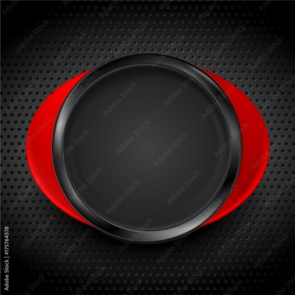 Black and red circle shapes on perforated metallic texture Stock Vector ...