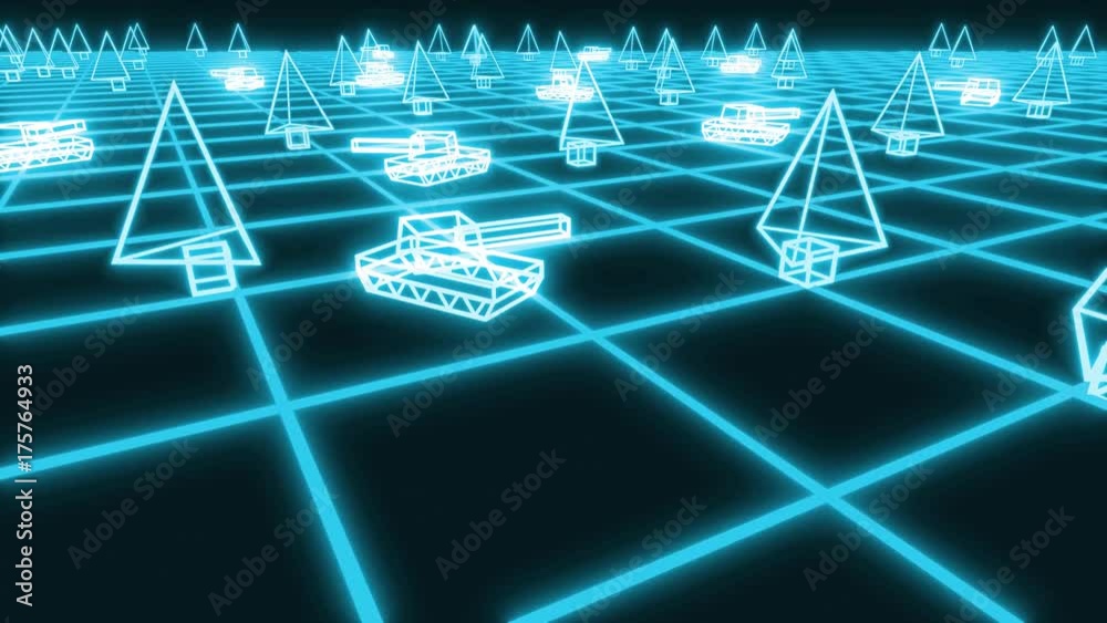 Retro 80s game tanks VHS tape video war battle vector arcade tron ...