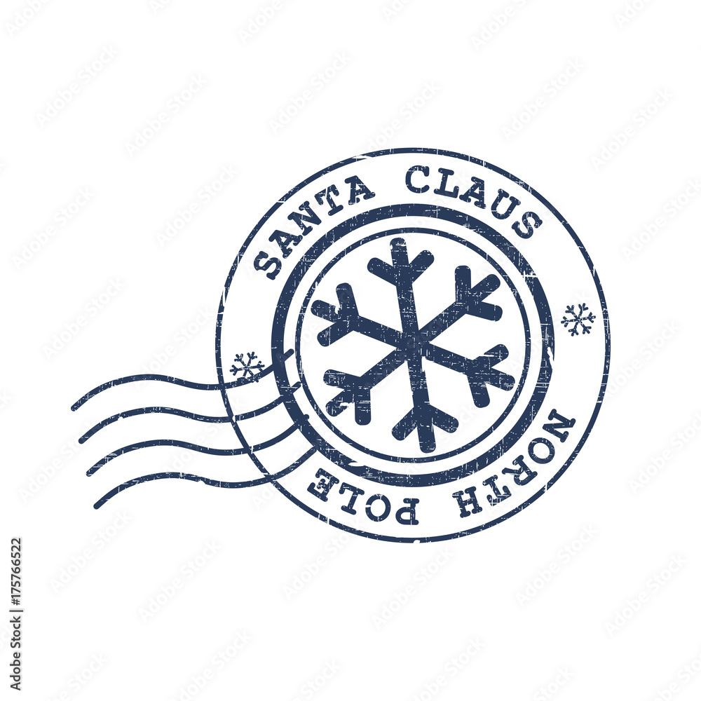 Merry Christmas post stamp Santa Claus from North Pole. Isolated ...