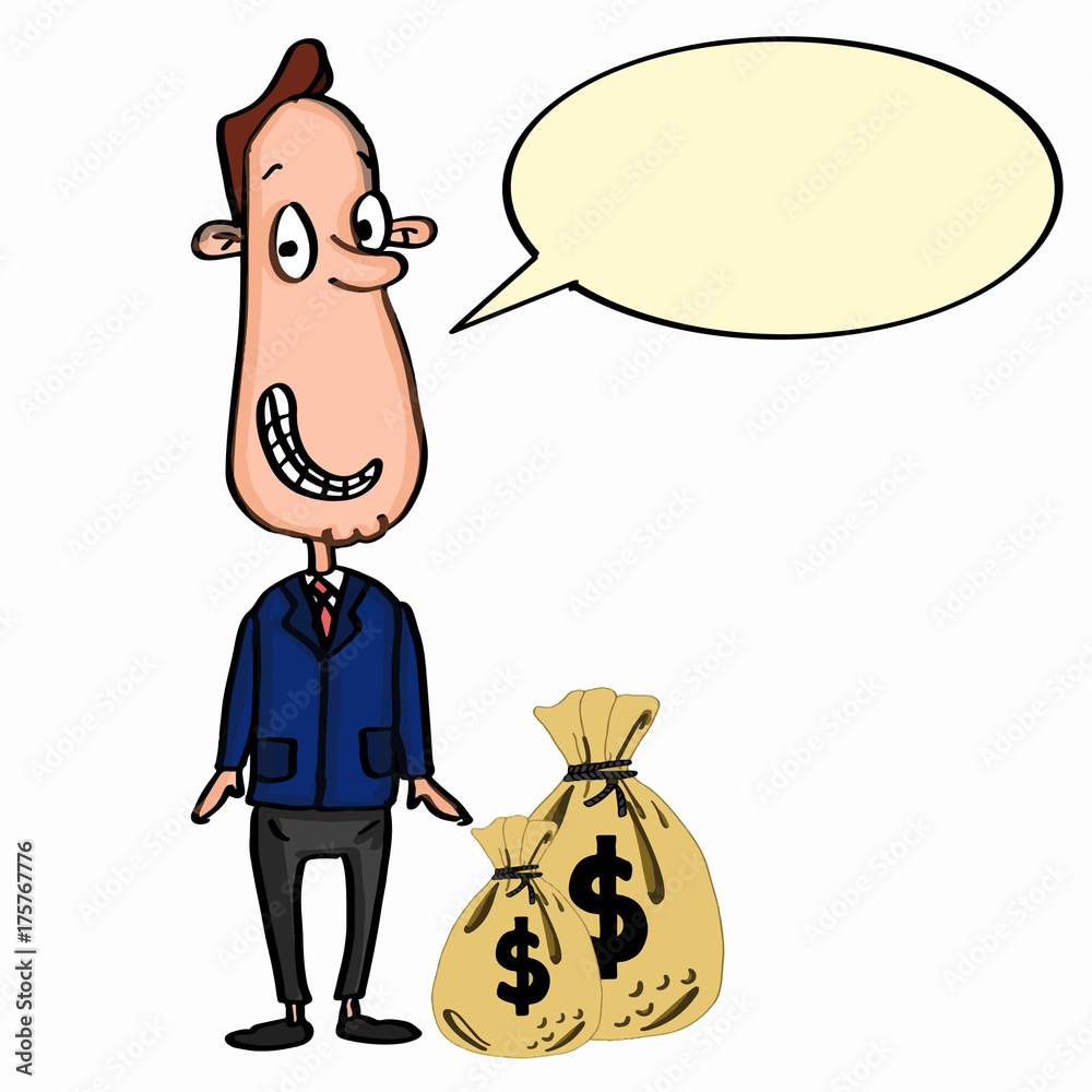 business man cartoon and money and speaking Stock Illustration | Adobe ...