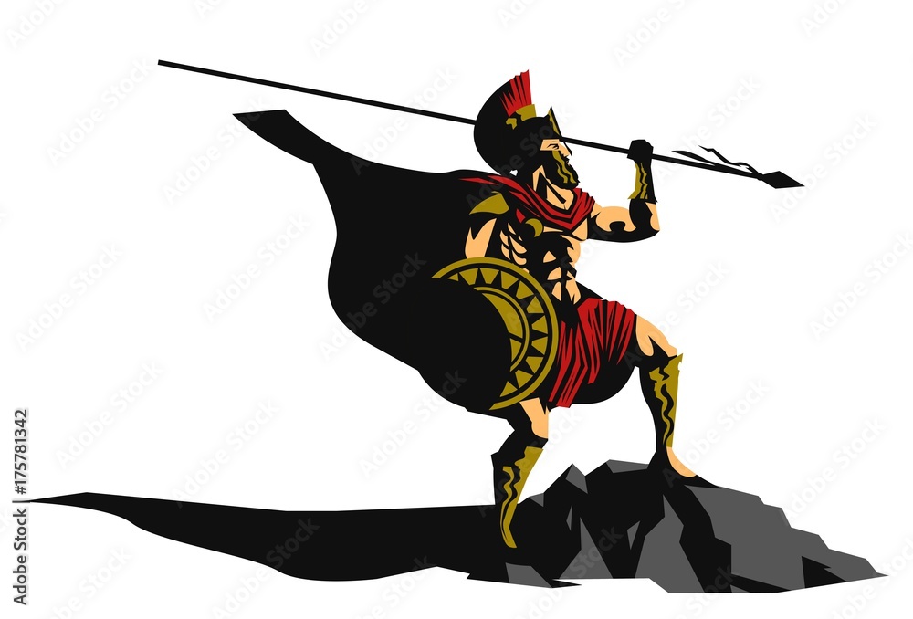 spartan soldier with spear Stock Vector | Adobe Stock