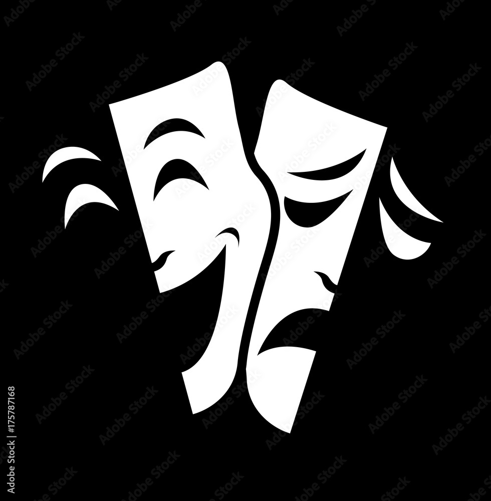 theater mask symbols vector set, sad and happy concept Stock Vector ...
