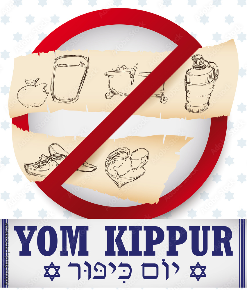 Banning Signal with the Prohibitions for Jewish Yom Kippur, Vector ...