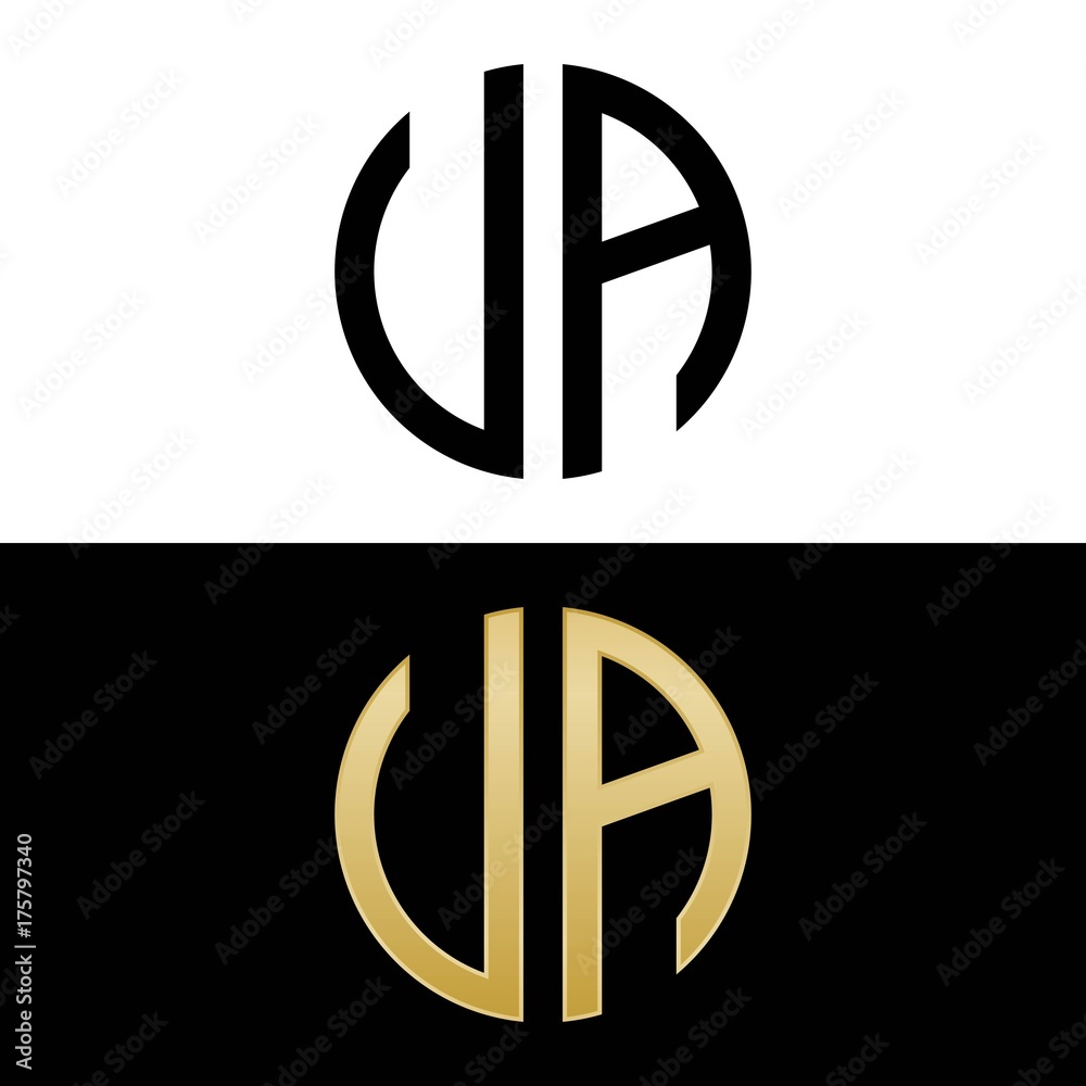 ua initial logo circle shape vector black and gold Stock Vector | Adobe ...