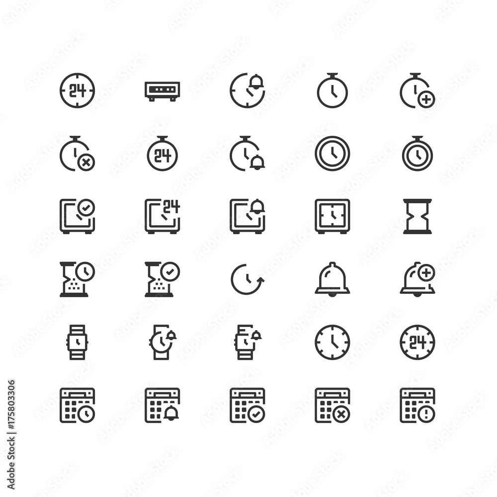 Vetor de Minimal icon set of Time and Calendar Vector Line Icons ...