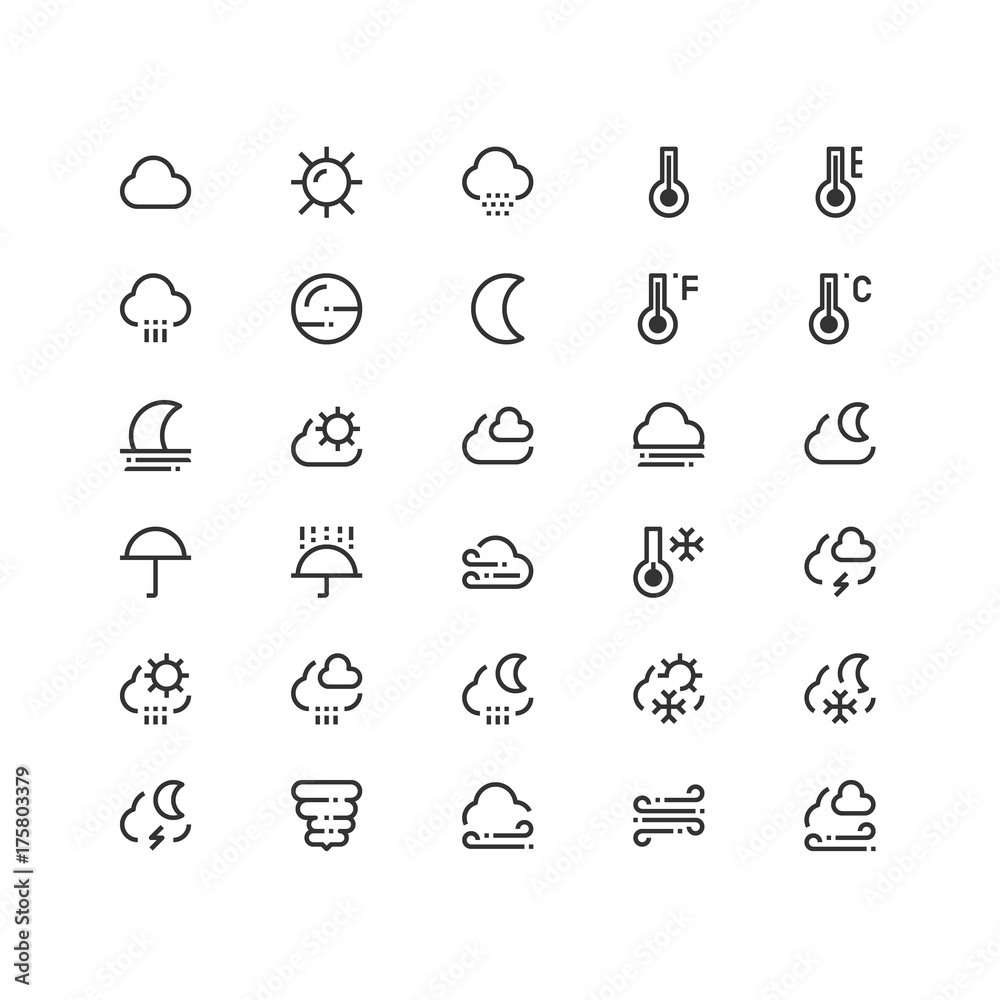 Minimal icon set of Weather Vector Line Icons Collection , good choice ...