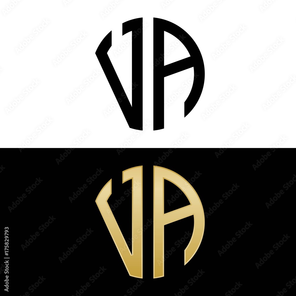 va initial logo circle shape vector black and gold Stock Vector | Adobe ...