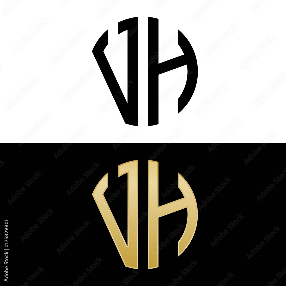 vh initial logo circle shape vector black and gold Stock Vector | Adobe ...
