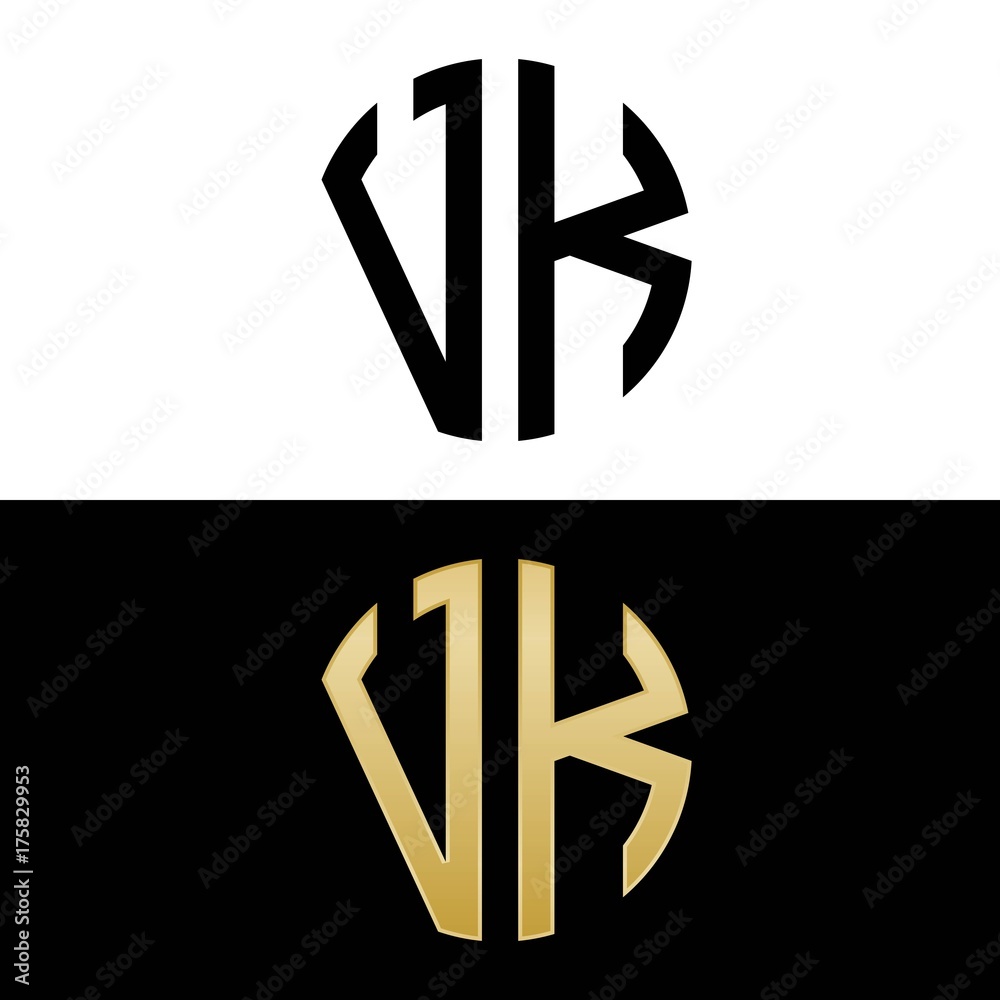 vk initial logo circle shape vector black and gold Stock Vector | Adobe ...
