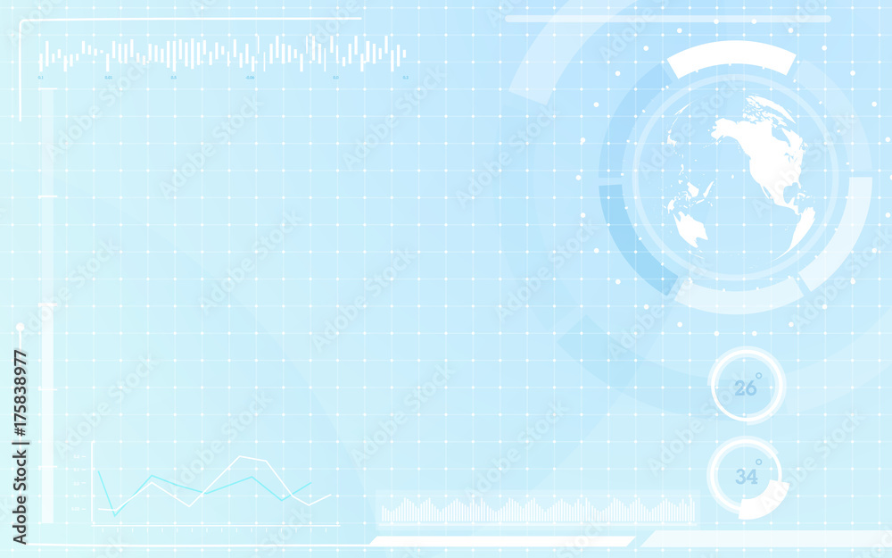 World map in circle interface virtual future with futuristic graphics ...