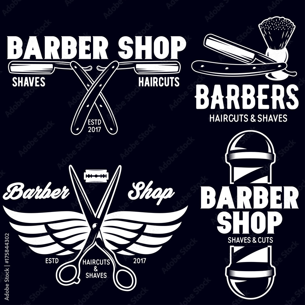 Barber shop badges set. Barbers hand lettering. Design elements ...