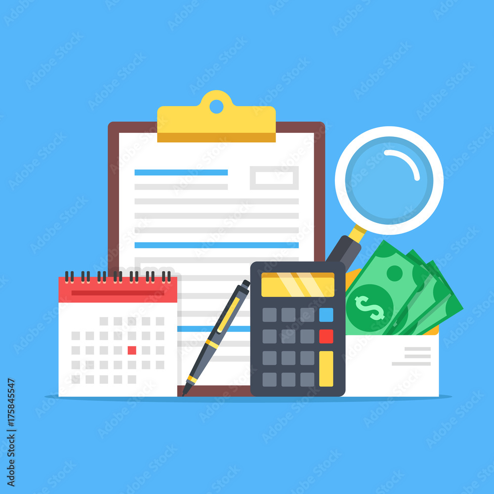 Payroll. Expenses, salary calculation concept. Flat design graphic ...