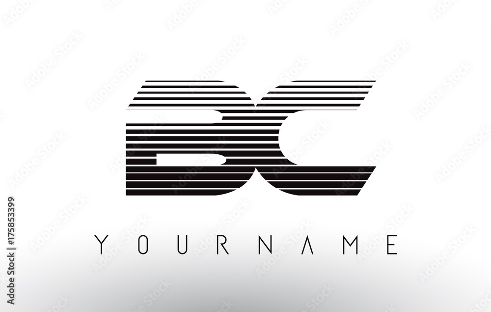 BC Black and White Horizontal Stripes Letter Logo. Stock Vector | Adobe ...