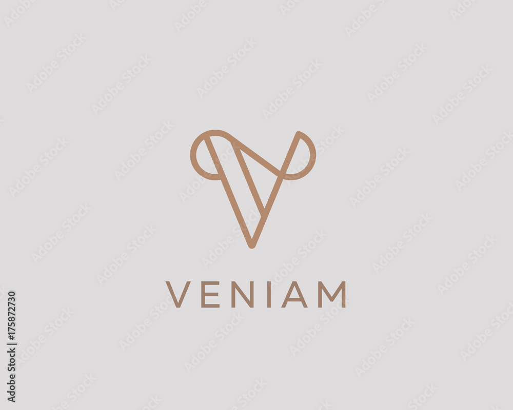 Elegant line curve vector logotype. Premium letter V logo design ...