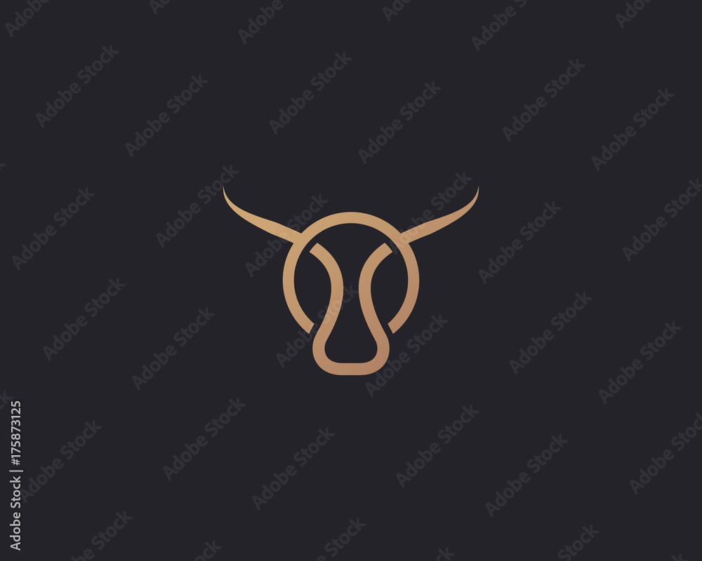 Bull taurus vector logo. Linear cow steak creative logotype Stock ...