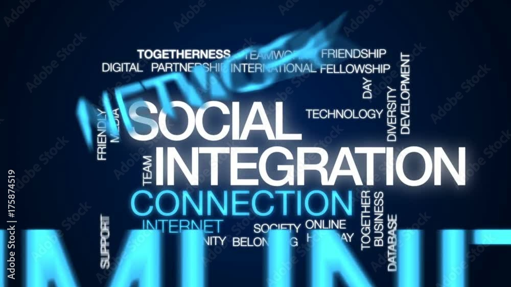 Social integration animated word cloud, text design animation. Stock ...