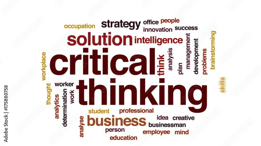 Critical thinking animated word cloud, text design animation. Stock ...