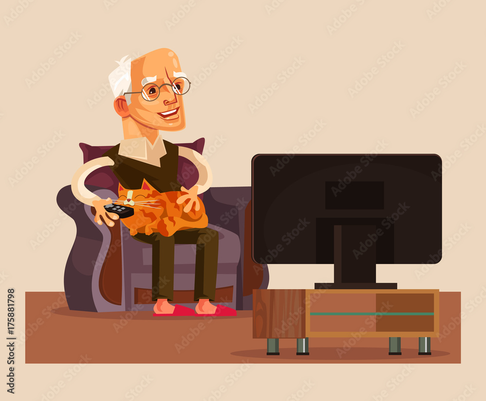 Old Man At Computer Animation