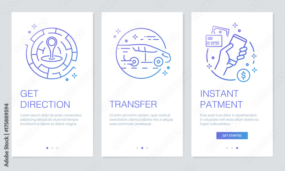 Transportation And Navigation Concept Onboarding App Screens Modern And Simplified Vector