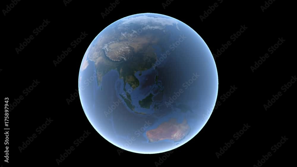 Blue earth ball is spinning on transparent background, isolate globe ...