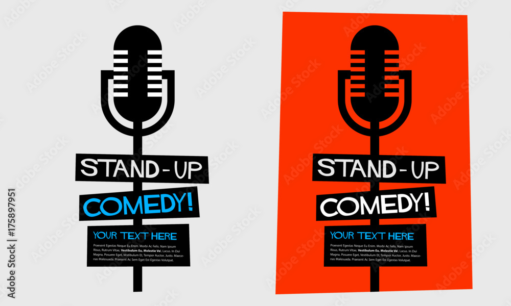Stand Up Comedy (Flat Style Vector Illustration Performance Show Poster ...