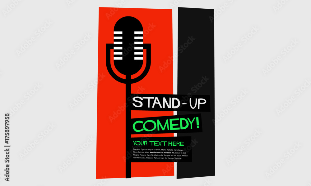 Stand Up Comedy (Flat Style Vector Illustration Performance Show Poster ...