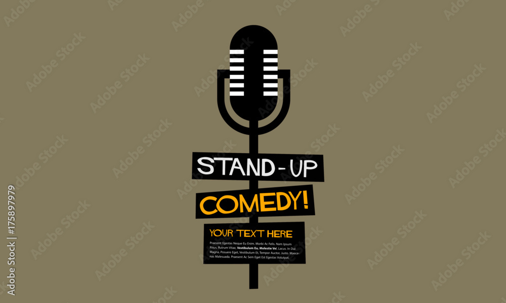 Stand Up Comedy (Flat Style Vector Illustration Performance Show Poster ...