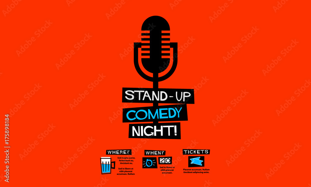 Stand Up Comedy Night! (Flat Style Vector Illustration Performance Show ...