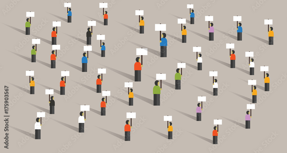 crowd people protesting many standing holding signs action politics ...