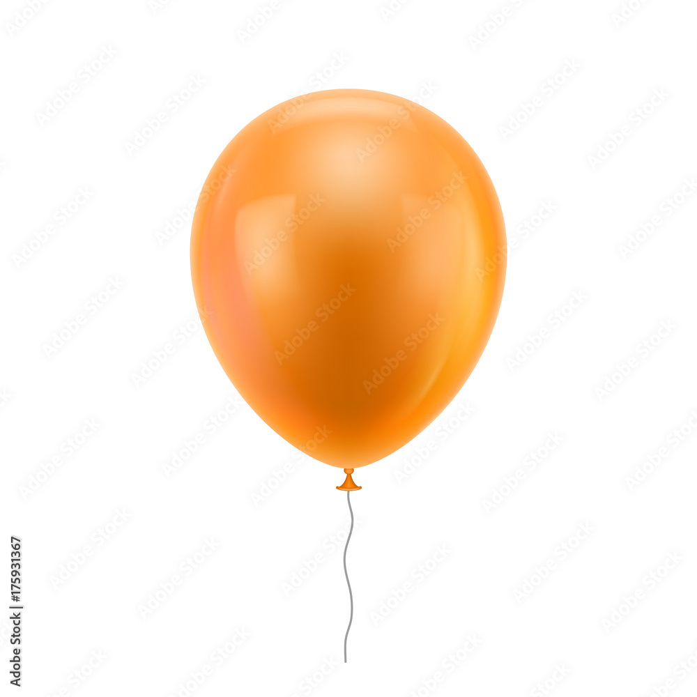 Orange realistic balloon. Orange inflatable ball realistic isolated ...