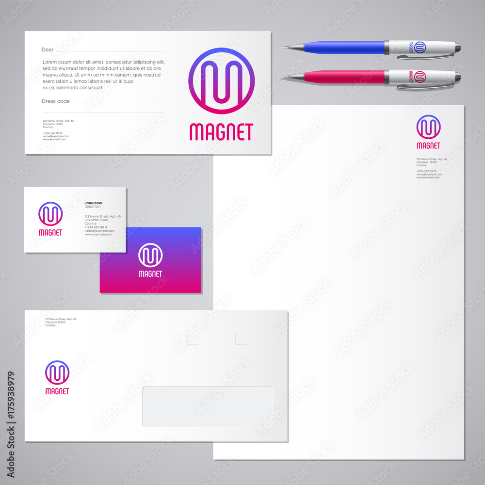 Magnet logo. M letter. Industrial work Identity. Corporate style ...