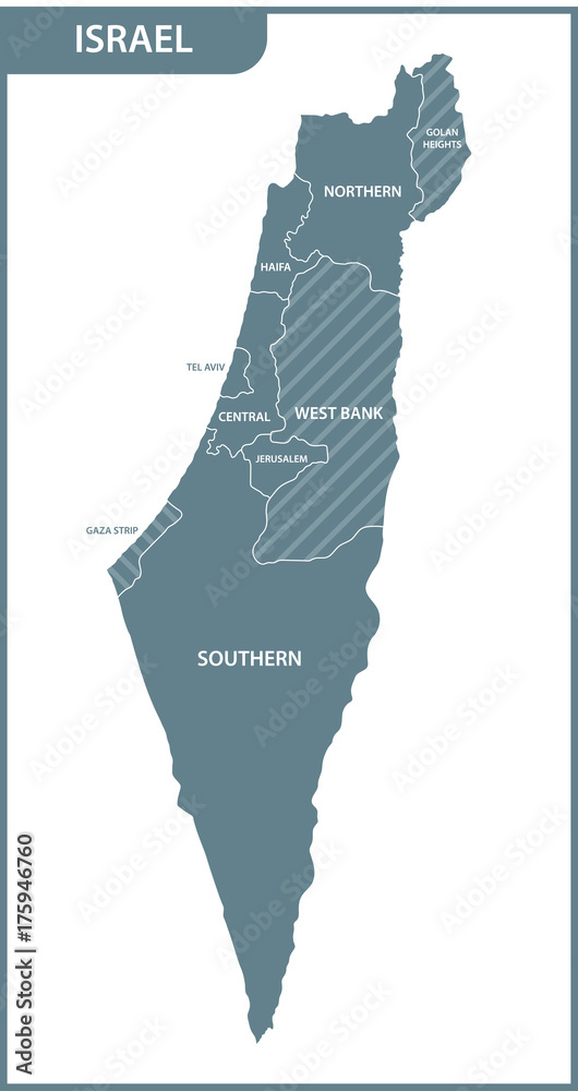 The detailed map of the Israel with regions Stock Vector | Adobe Stock