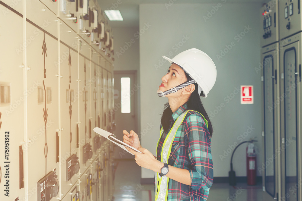 operation and maintenance in solar power plant ; engineer working on ...