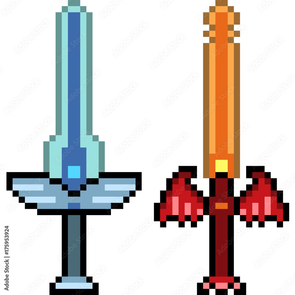 vector pixel art weapon sword Stock Vector | Adobe Stock