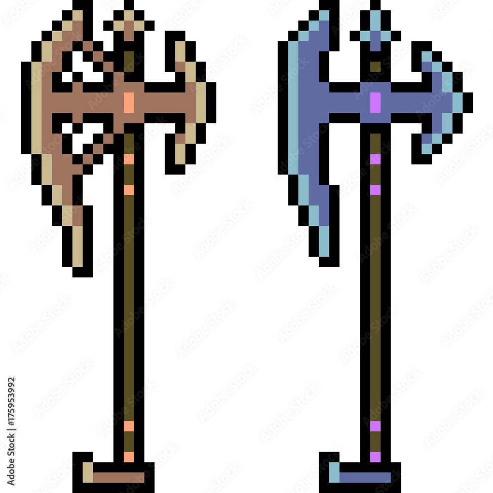 vector pixel art weapon pole axe Stock Vector | Adobe Stock