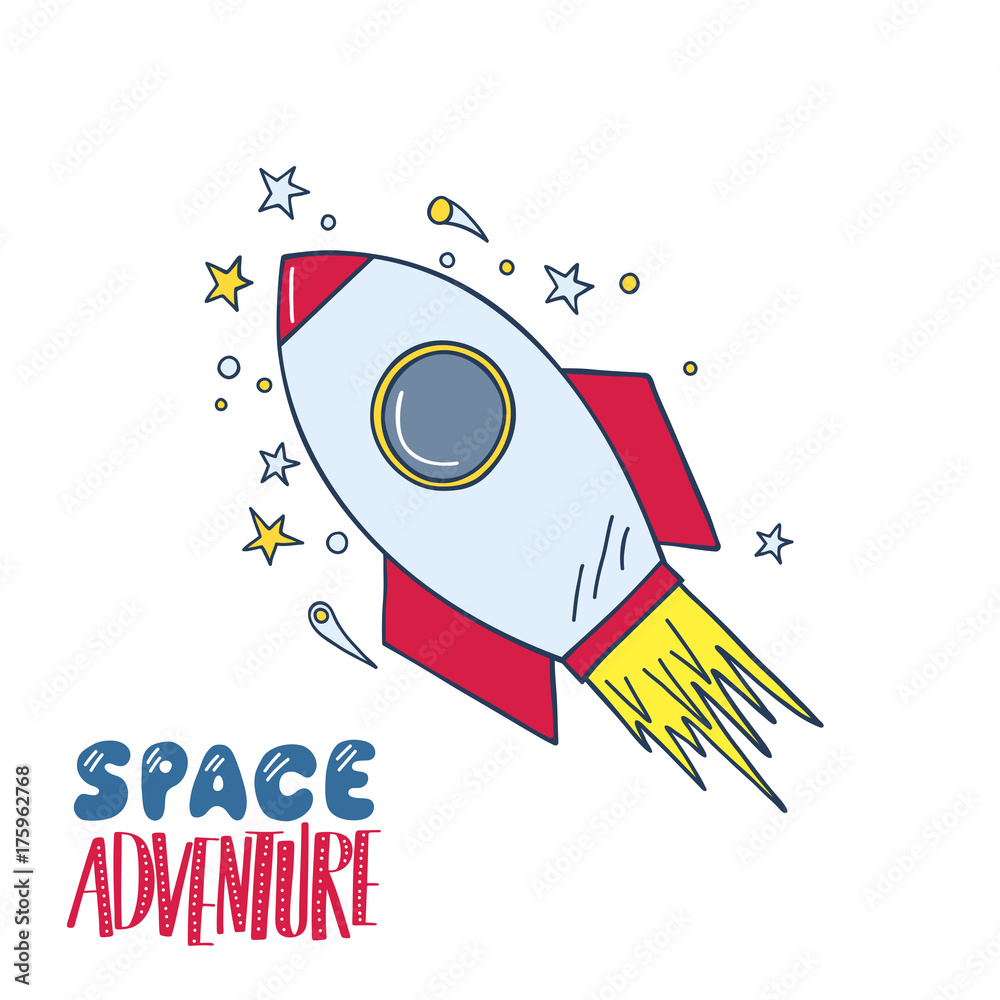 Space travel vector illustration. Cosmos discovery and exploration ...