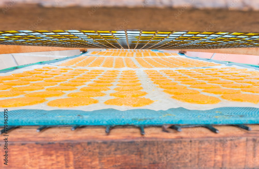 Sun dried mangoes in green house solar drying,sweet thai snack. Stock ...