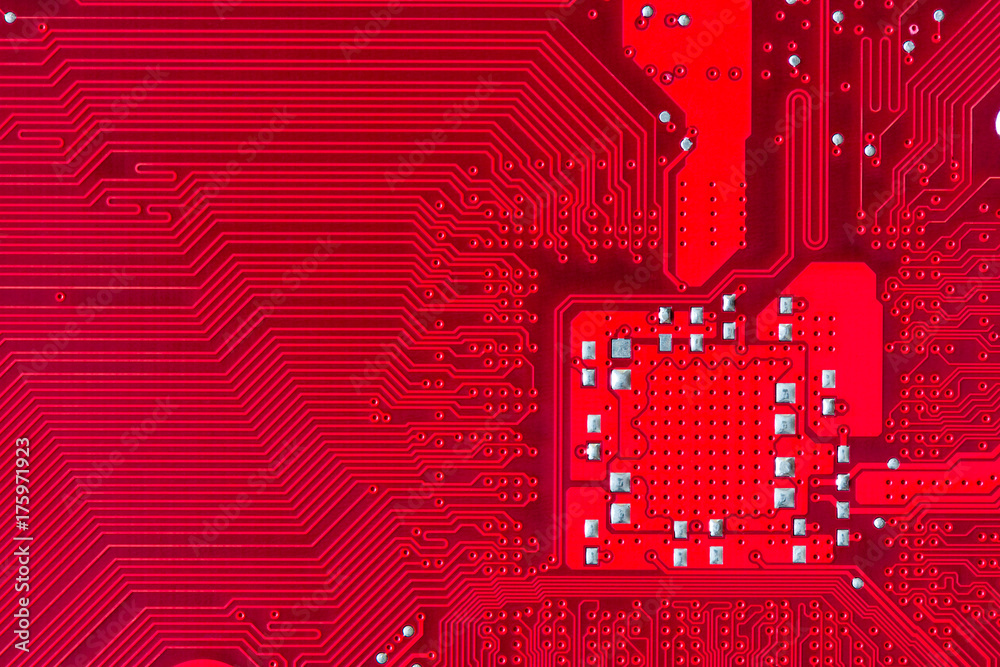 Red printed circuit board background Stock Photo | Adobe Stock