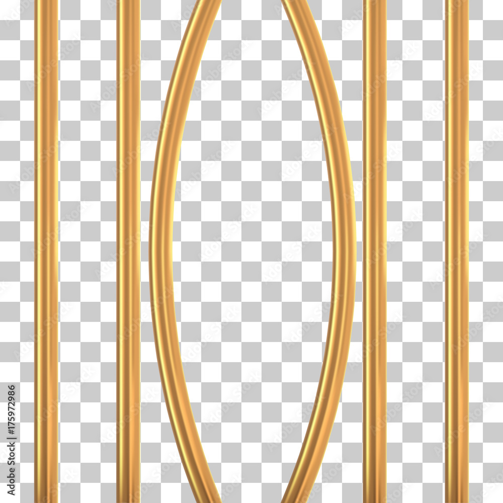 Broken golden prison bars on transparent. Vector illustration. Way out ...