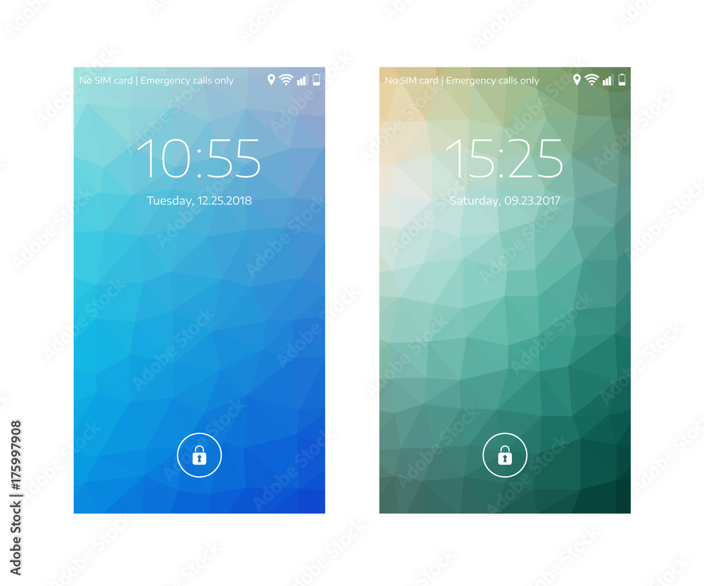 Two mobile wallpapers. Low poly texture. Mobile interface. Vector ...