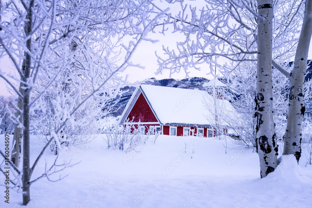 Historic school house in Steamboat Springs Colorado covered with ...