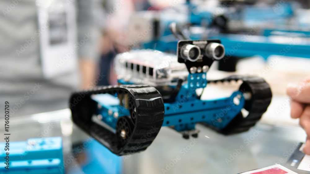 electronic robots close-up shallow focus. working in robotics ...