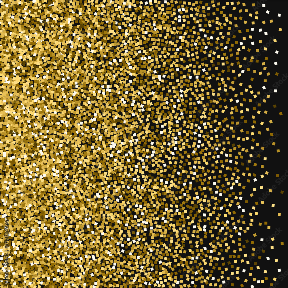 Gold glitter. Left gradient with gold glitter on black background ...