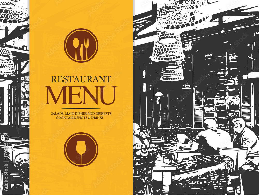 Restaurant menu design. Vector menu brochure template for cafe, coffee ...