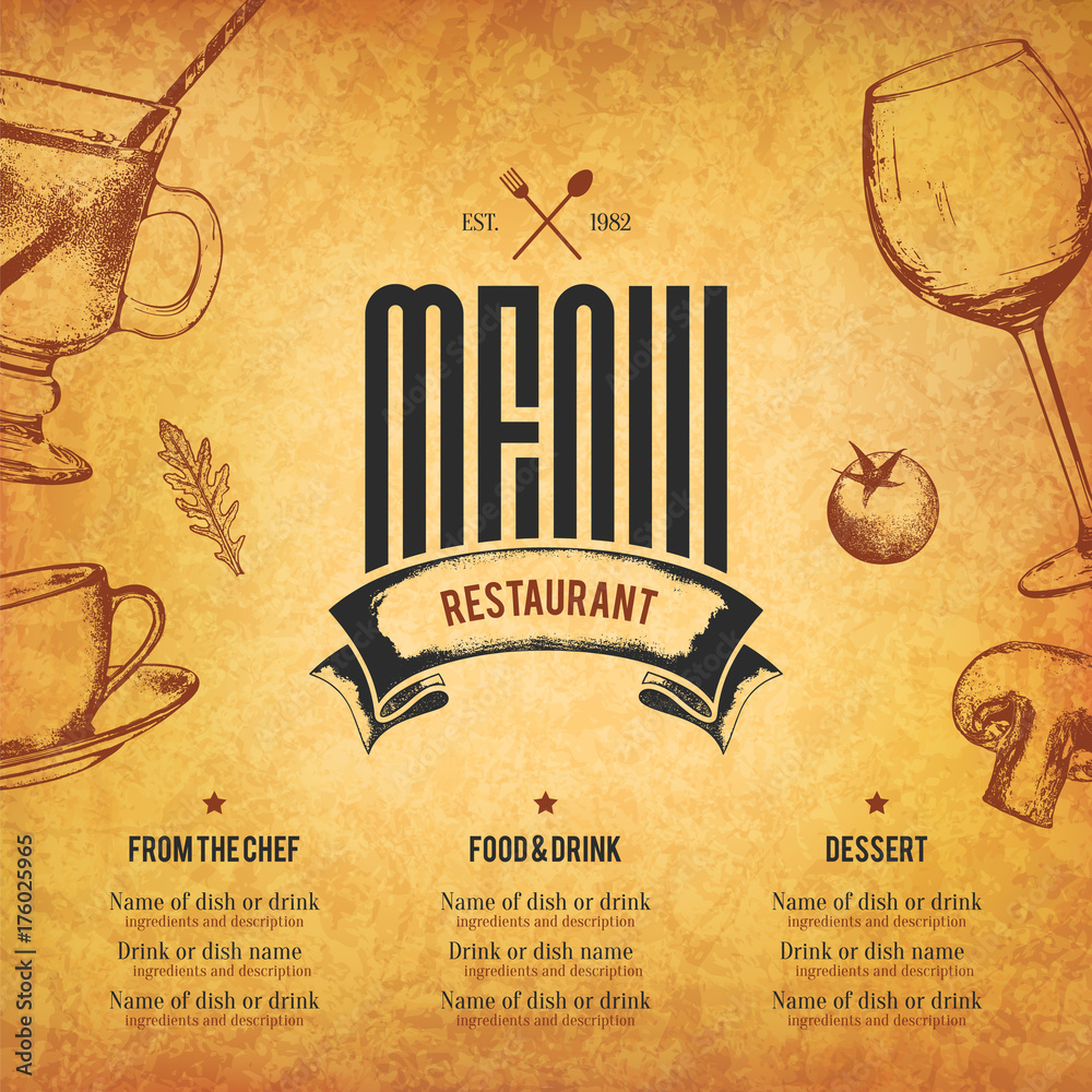 Restaurant menu design. Vector menu brochure template for cafe, coffee ...