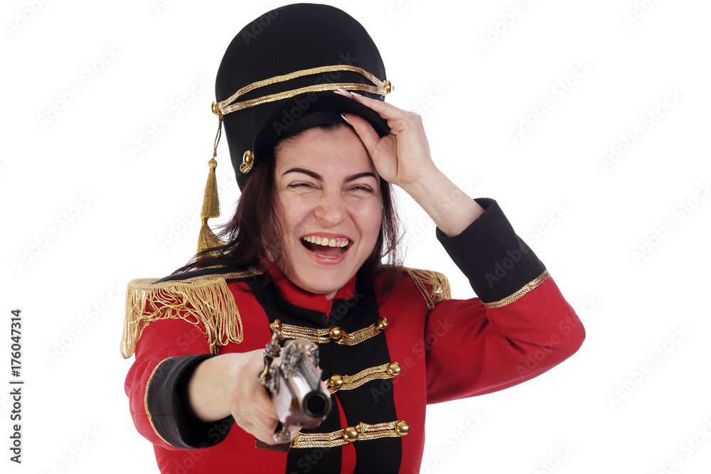 Pretty girl in the costume of a hussar Stock Photo | Adobe Stock