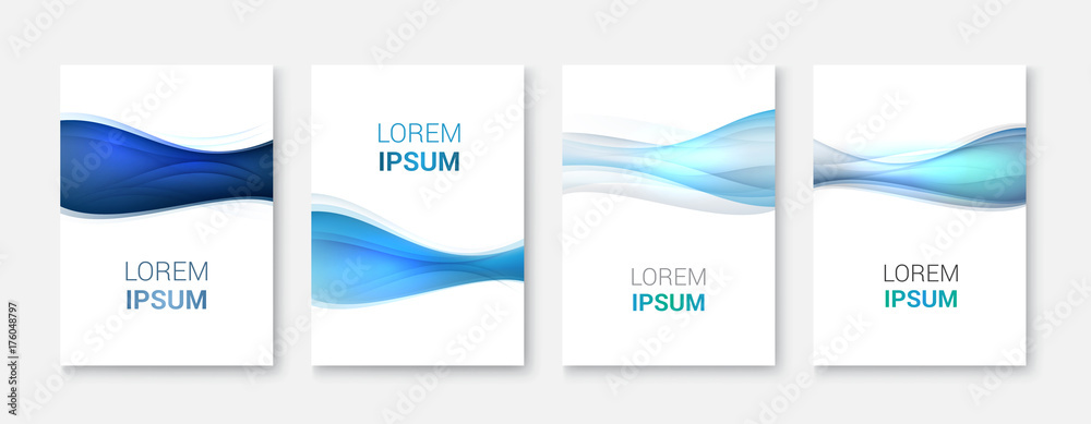 Set Abstract blue wave white vector design.Vector business brochure ...