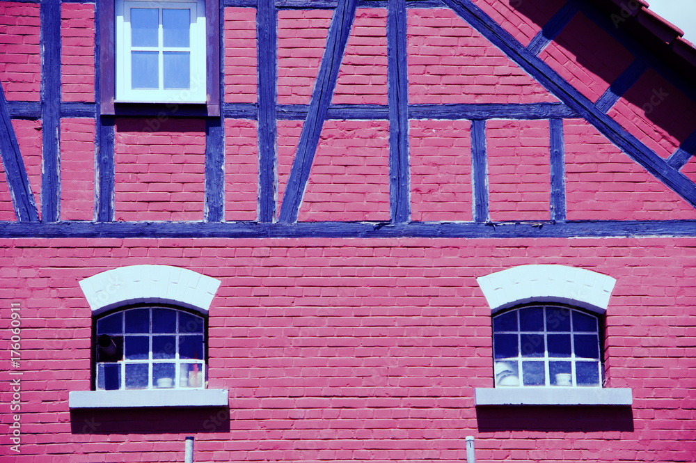 Alte Scheune mit Fachwerk und Ziegelmauer ( Serie 4-teilig ) Stock ...