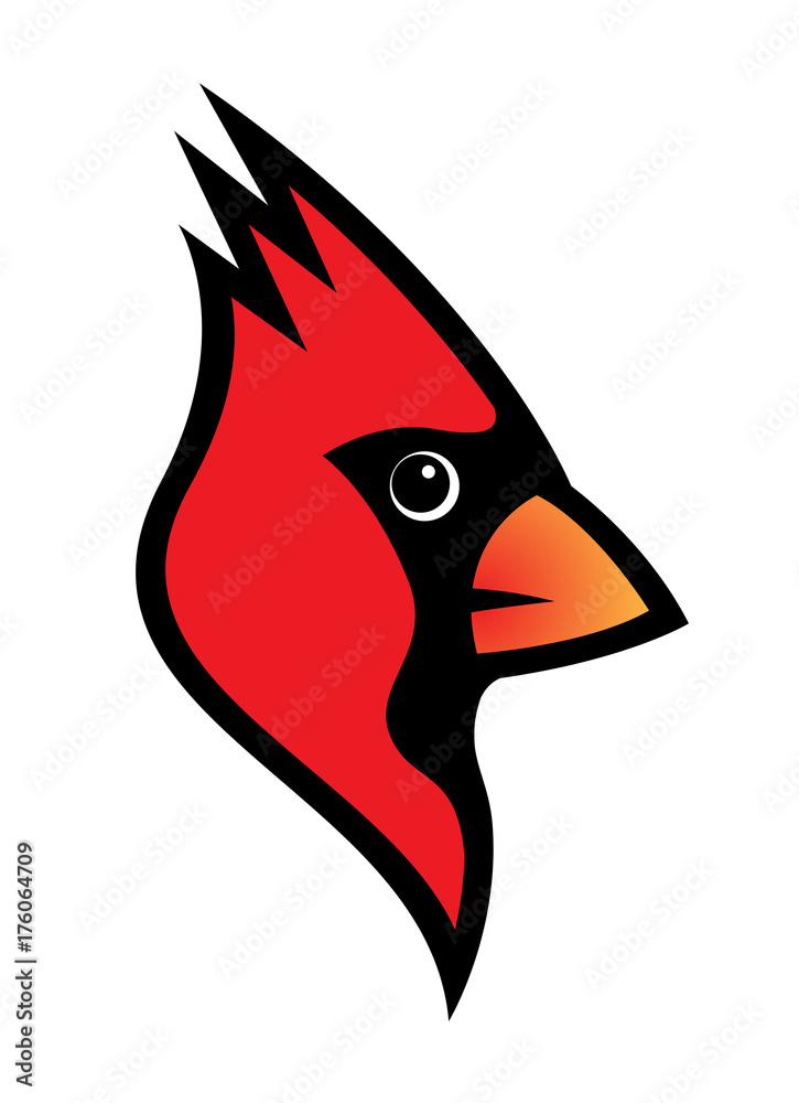 Red cardinal bird logo vector illustration isolated on white background ...